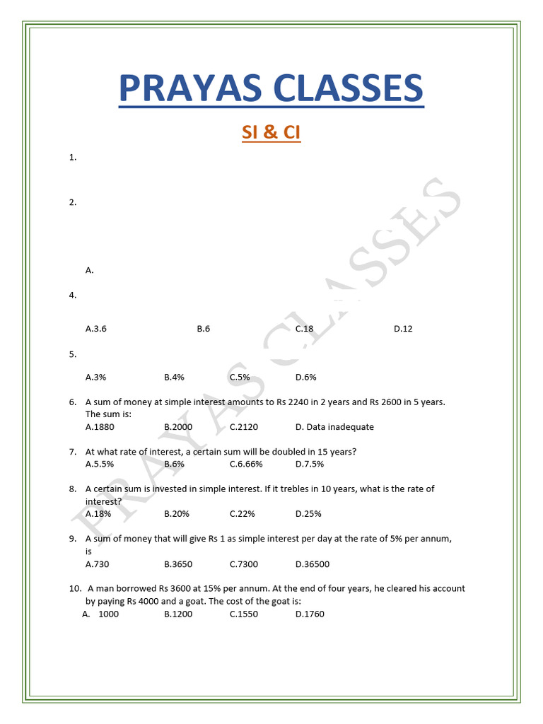 si & ci | PDF | Compound Interest | Interest