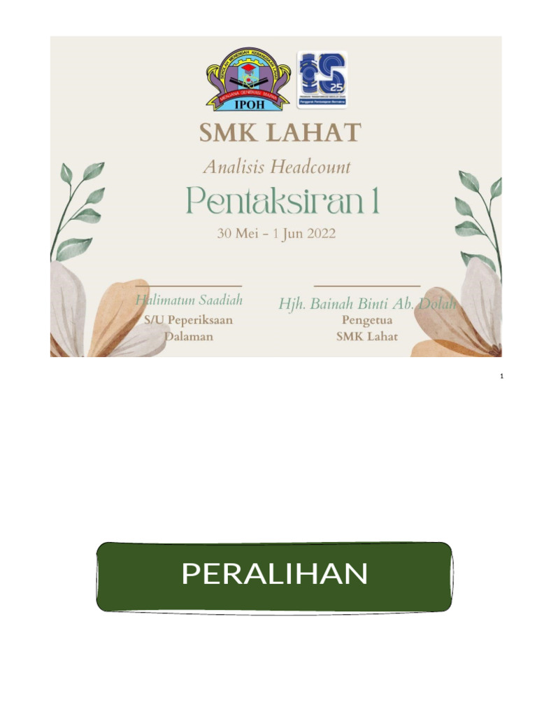 Analisis Headcount Pentaksiran 1 2022 | PDF