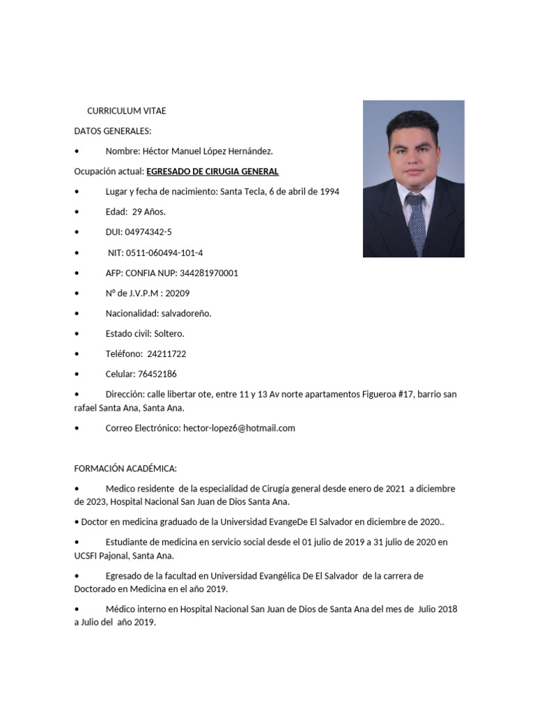Curriculum Vitae Corto Hector Manuel Lopez | PDF | Relaciones personales, crianza y desarrollo ...