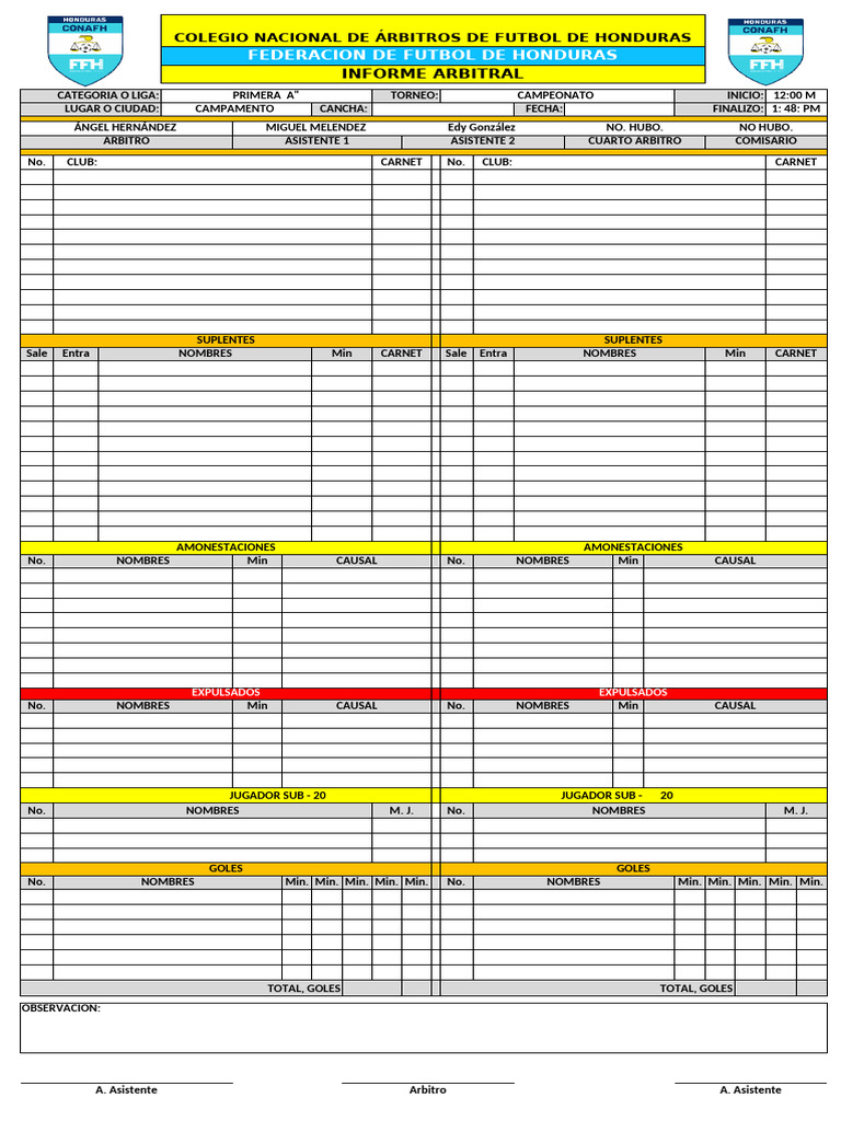 Informe Arbitral | PDF | Árbitro | Deportes
