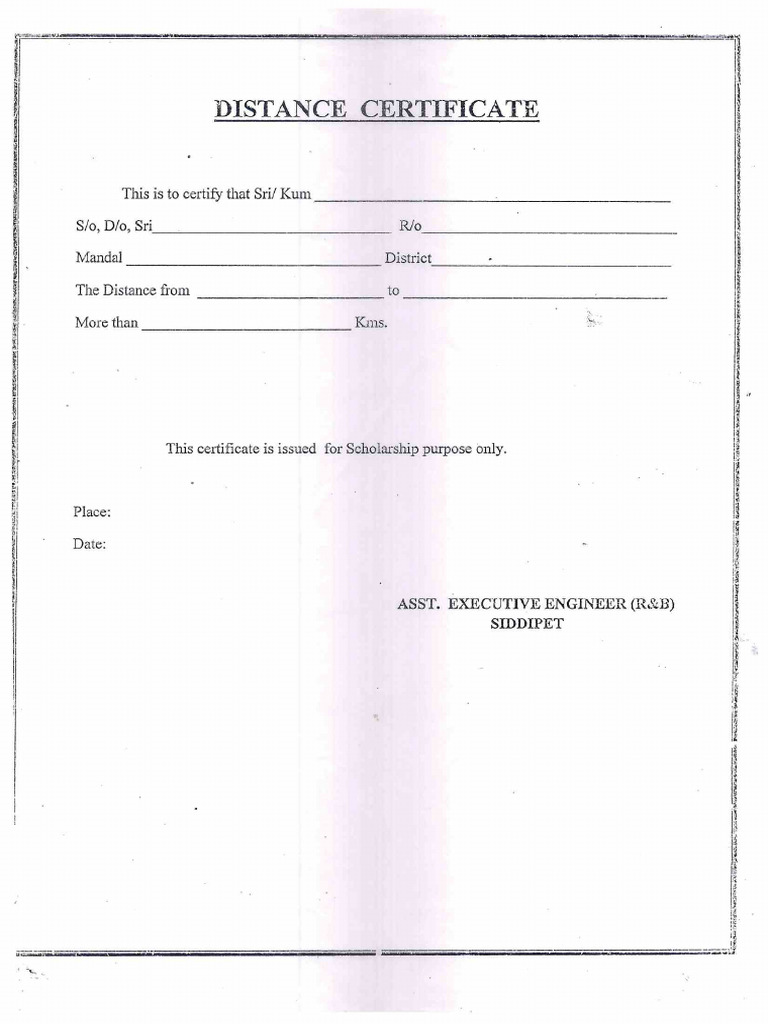 Distance Form | PDF