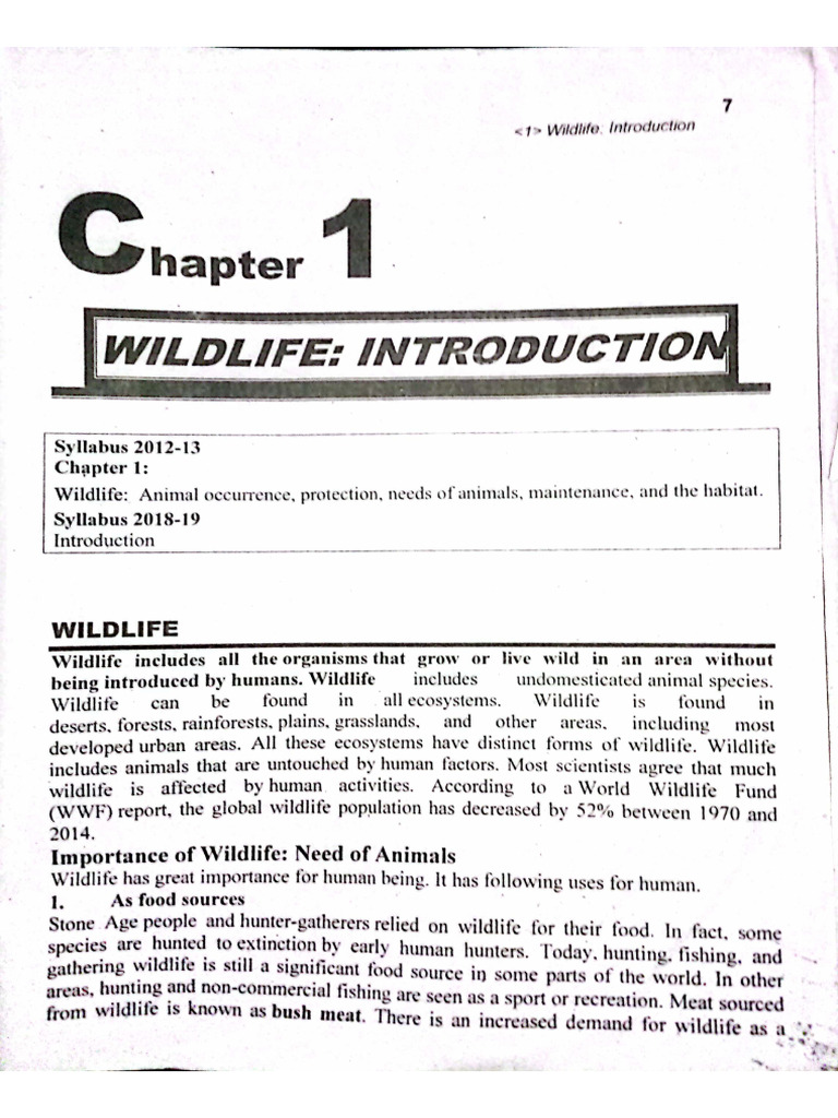 Introduction To Wildlife | PDF