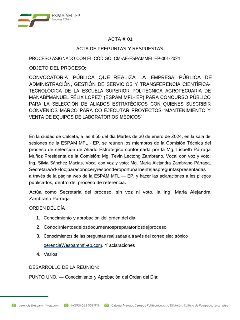 ACTA DE PREGUNTAS Y RESPUESTA Signed Signed Signed | PDF