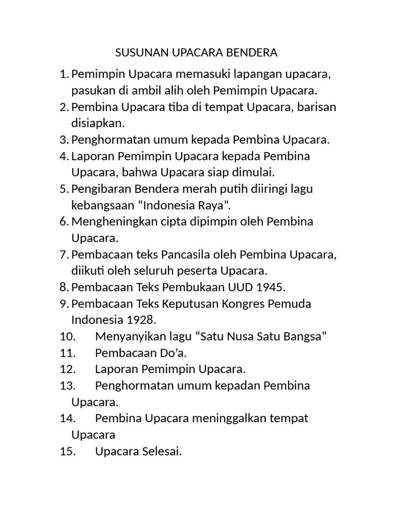 Susunan Upacara Bendera | PDF