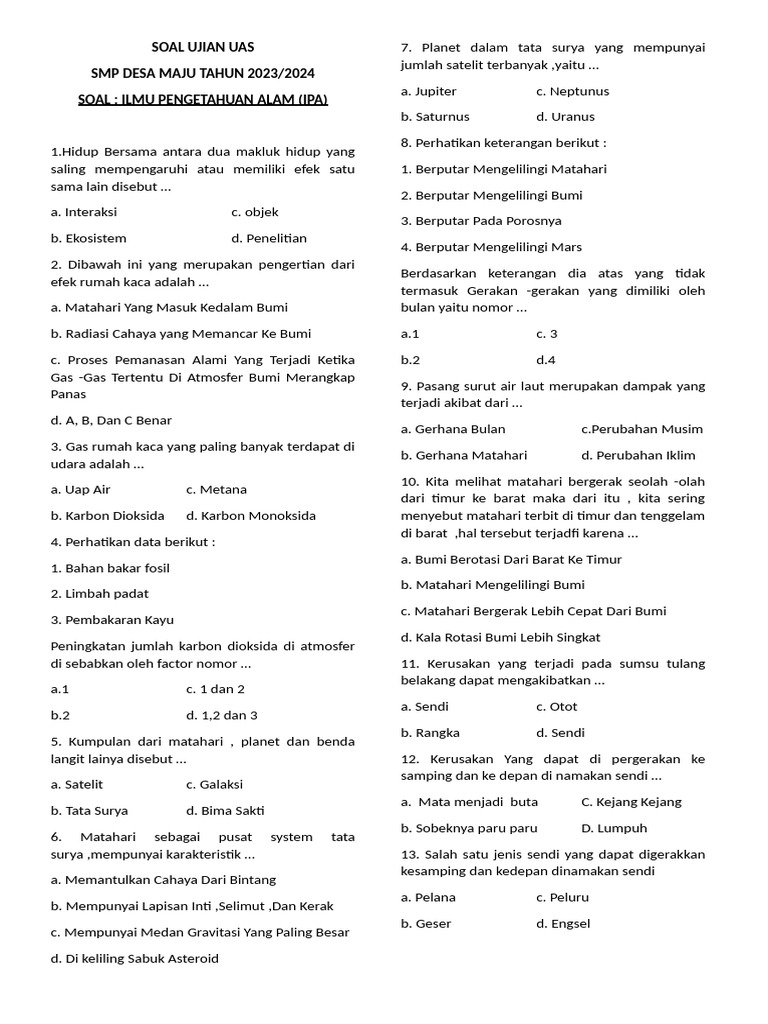 Soal Ujian Uas Agama | PDF
