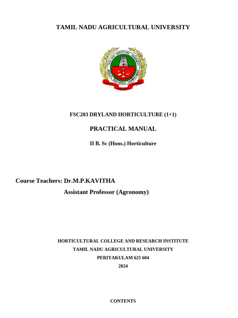 FSC 203 Manual | PDF | Mulch | Evapotranspiration