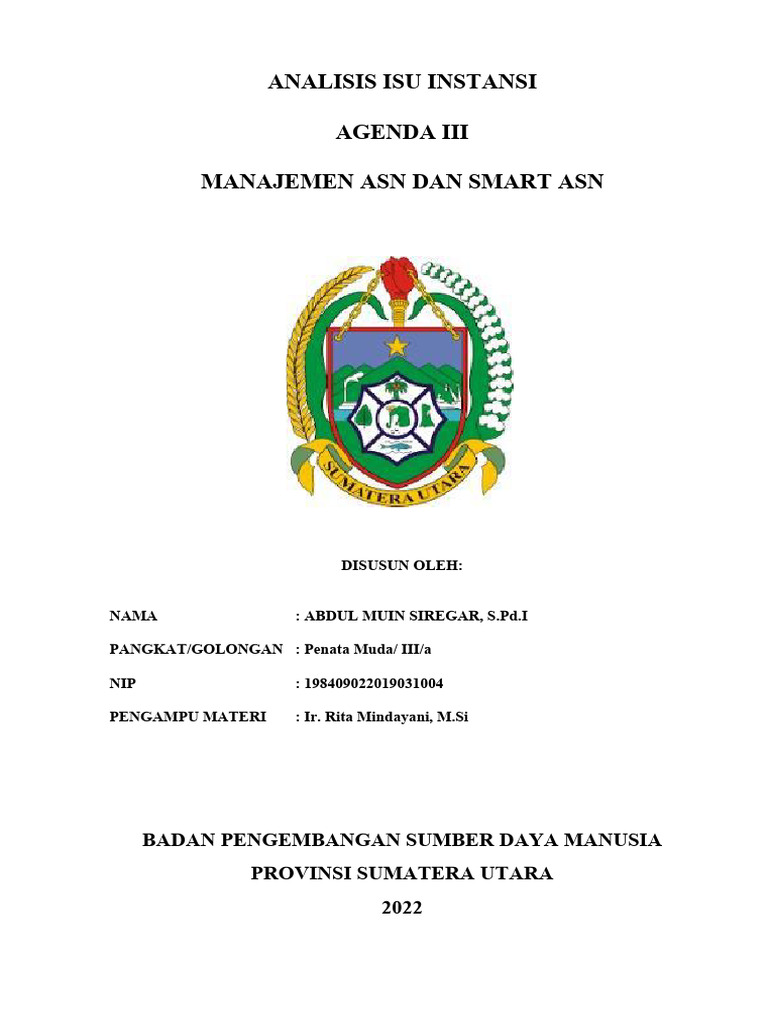 ANALISIS ISU INSTANSI (Manajemen ASN, Smart ASN | PDF | Kesehatan Holistik