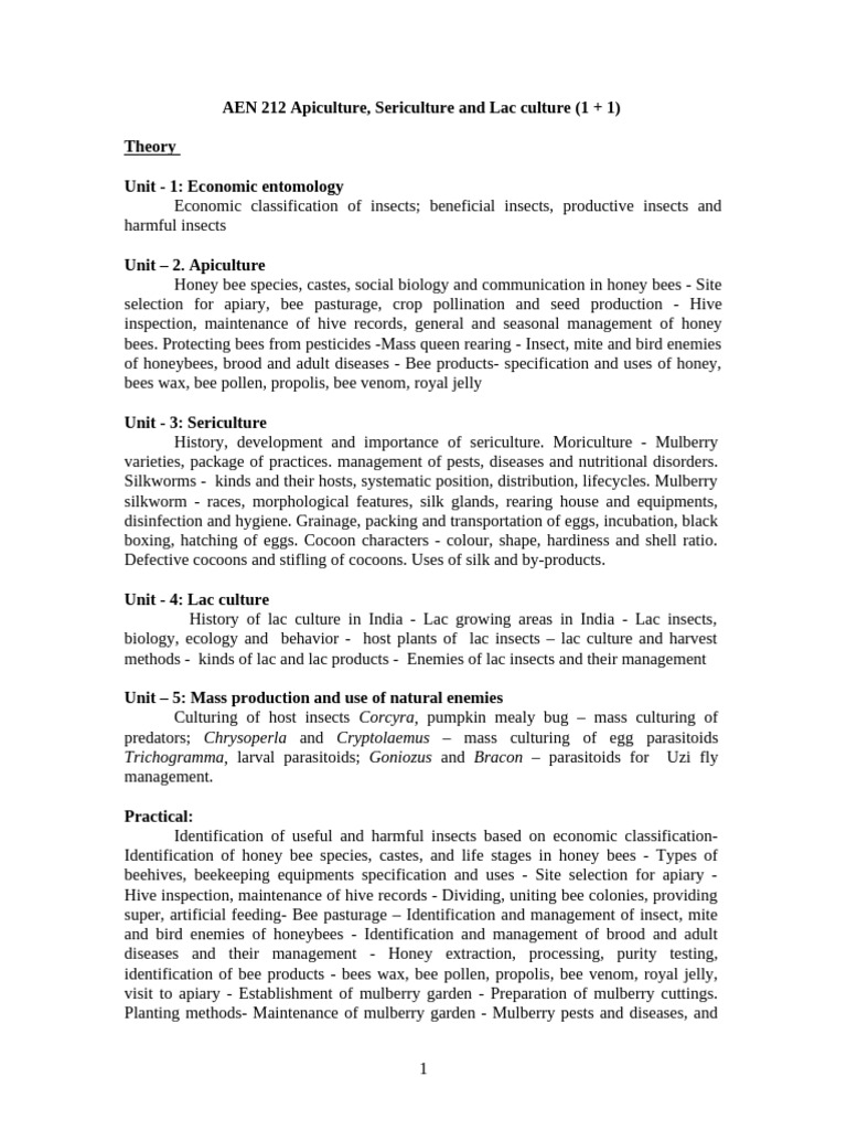 AEN 212 Api, Seri and Lac (1 1) | PDF | Honey Bee | Beehive