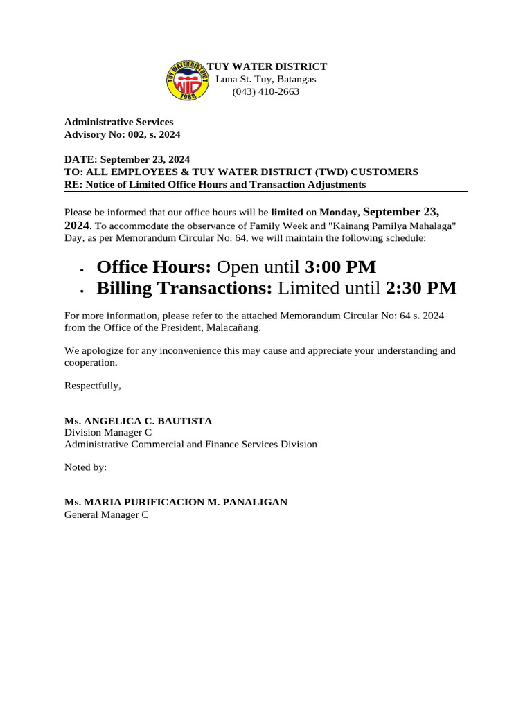 TWD-AS-Advisory-no. 02 | PDF