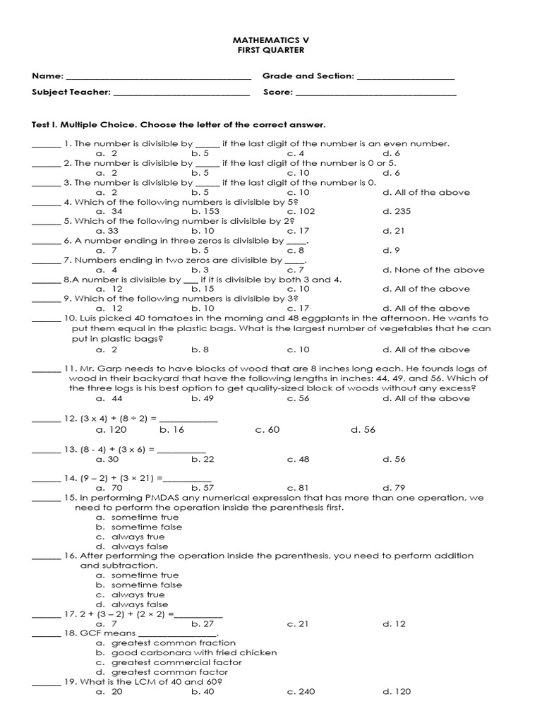 PT Mathematics V | PDF | Numbers | Mathematics
