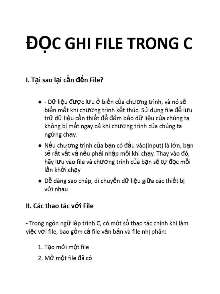 ĐỌC GHI FILE TRONG C | PDF
