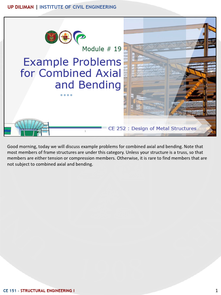 CE 252 Module 19 - Examples of Design of Members Under Combined Axial and Bending | PDF ...