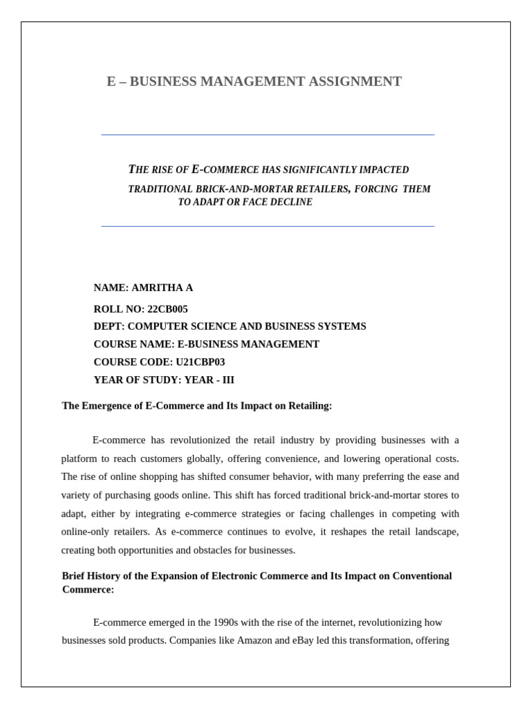 E-Business Assignment Final | PDF | E Commerce | Retail