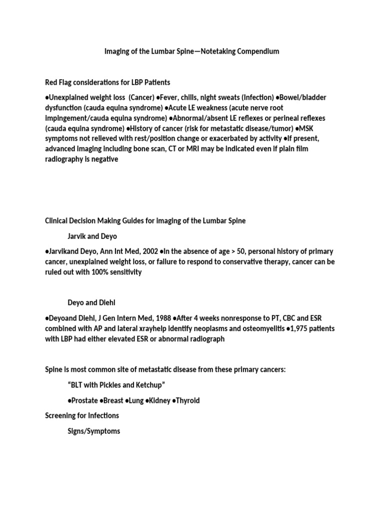 Imaging of The Lumbar Spine | PDF | Vertebra | Clinical Medicine