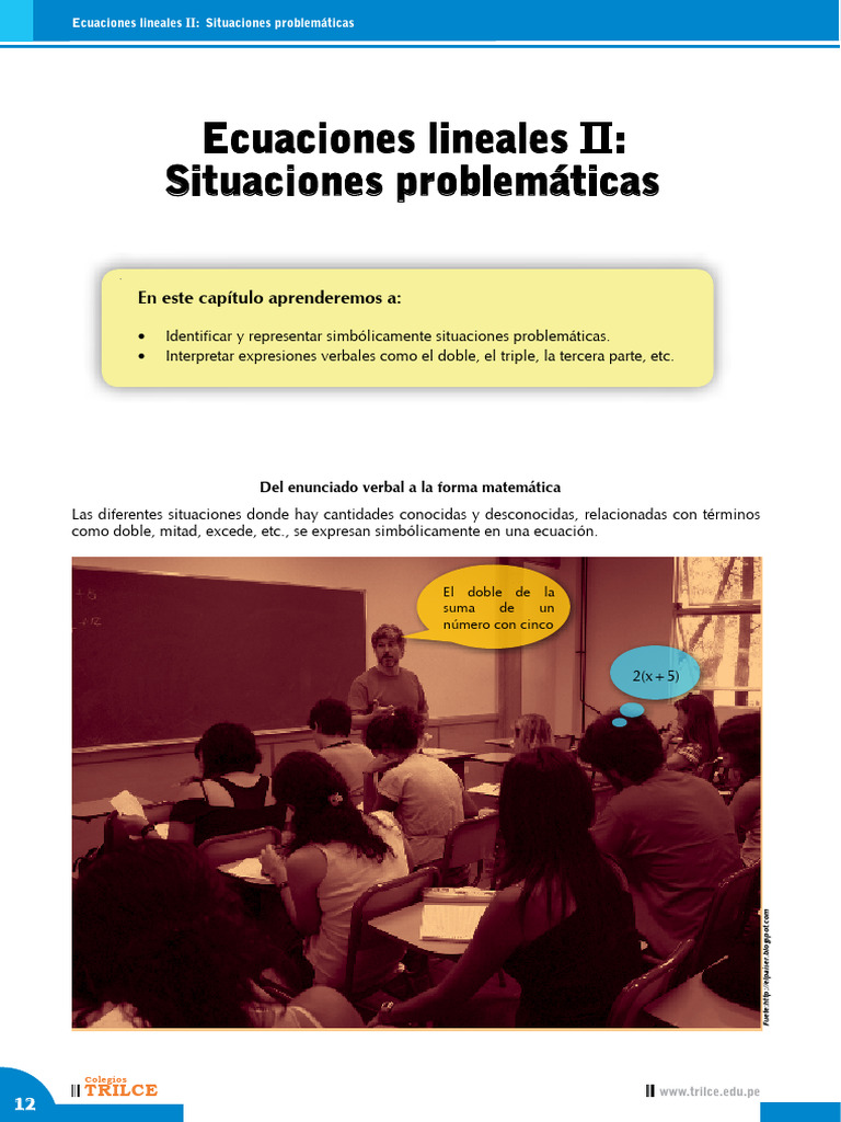 Tema 2 Ecuaciones Lineales Ii Situaciones Problematicas | PDF | Ecuaciones | Matemáticas