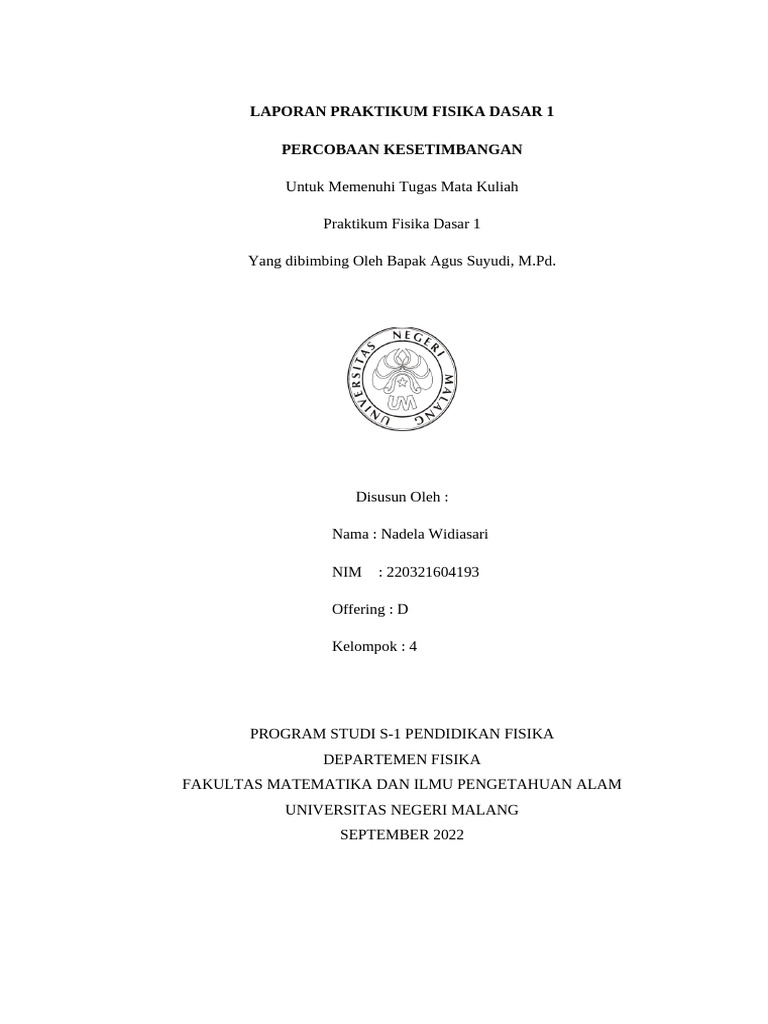 Laprak Kesetimbangan | PDF