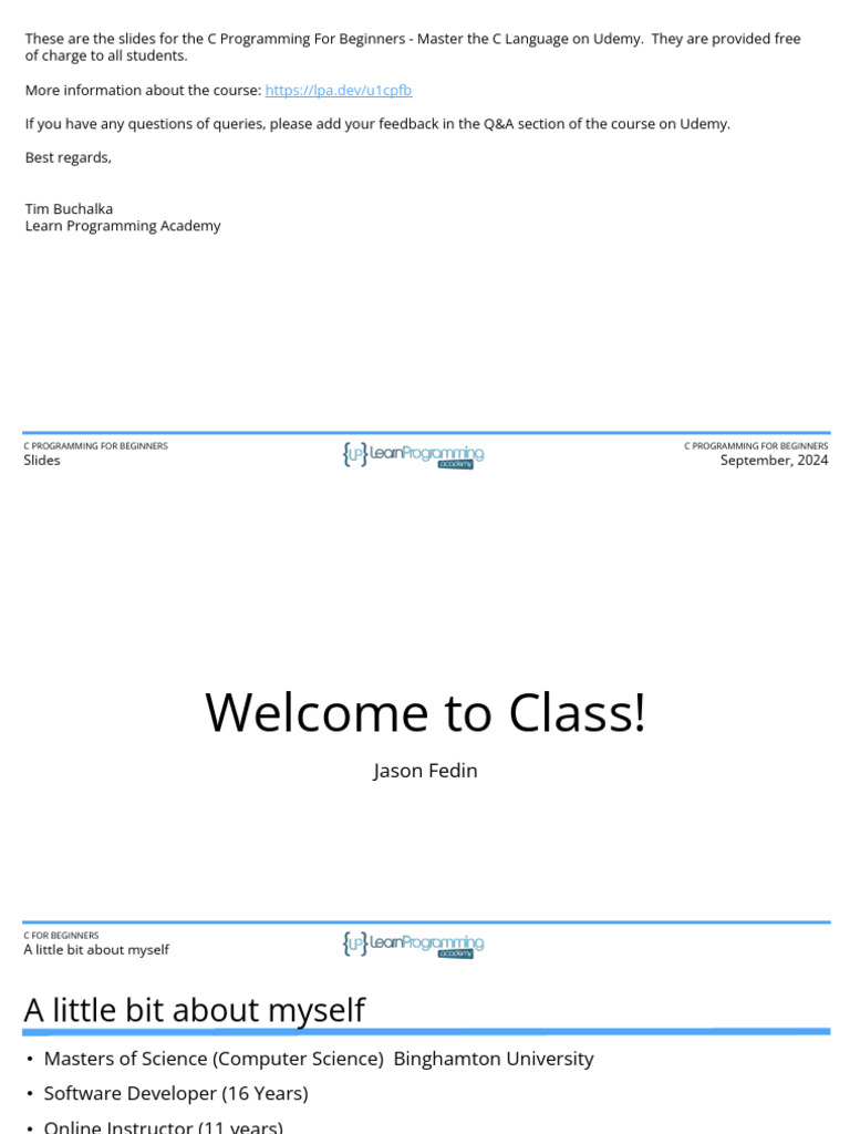 LPA C Programming For Beginners Master The C Language SEP2024 | PDF ...