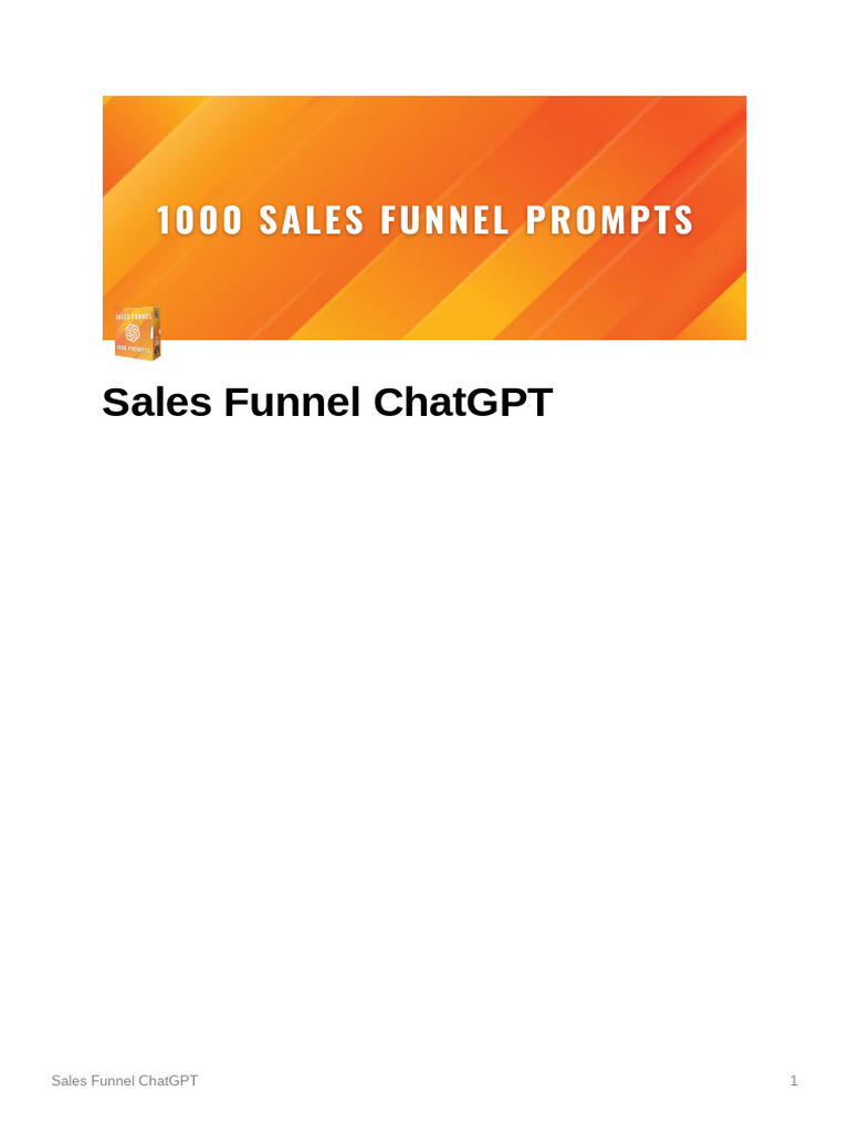 ChatGPT 1000 Sales Funnel Prompts | PDF | Target Audience | Sales