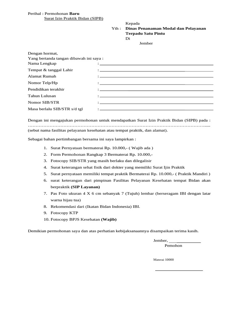 BARU Form SIPB Layanan Atau Mandiri Baru-1 | PDF