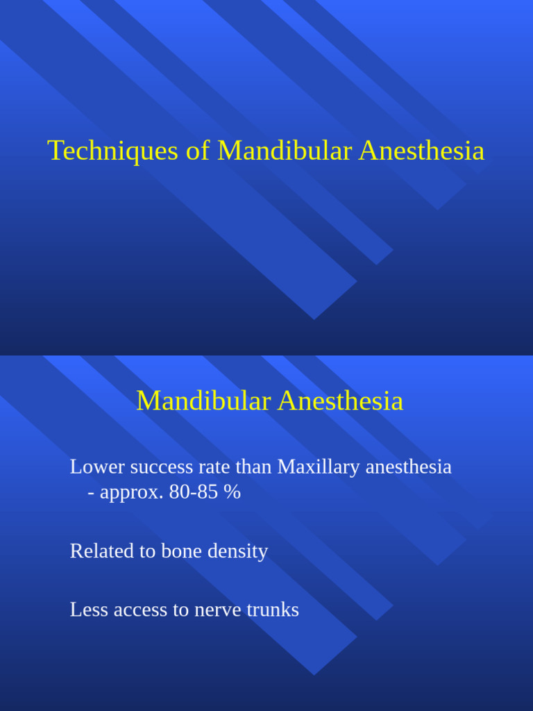 Mandibular Anesthesia Techniques Guide | PDF
