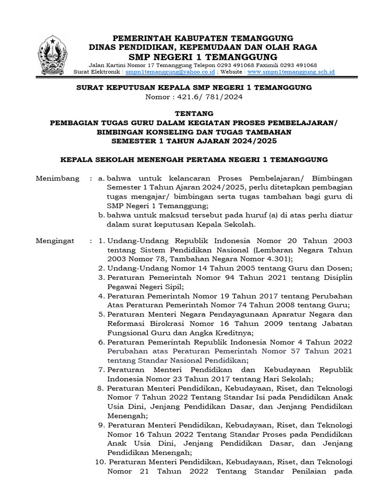 SK Pembagian Tugas Pemb - Bimbingan TA. 2024.2025.SMT 1 | PDF | Kesehatan Holistik