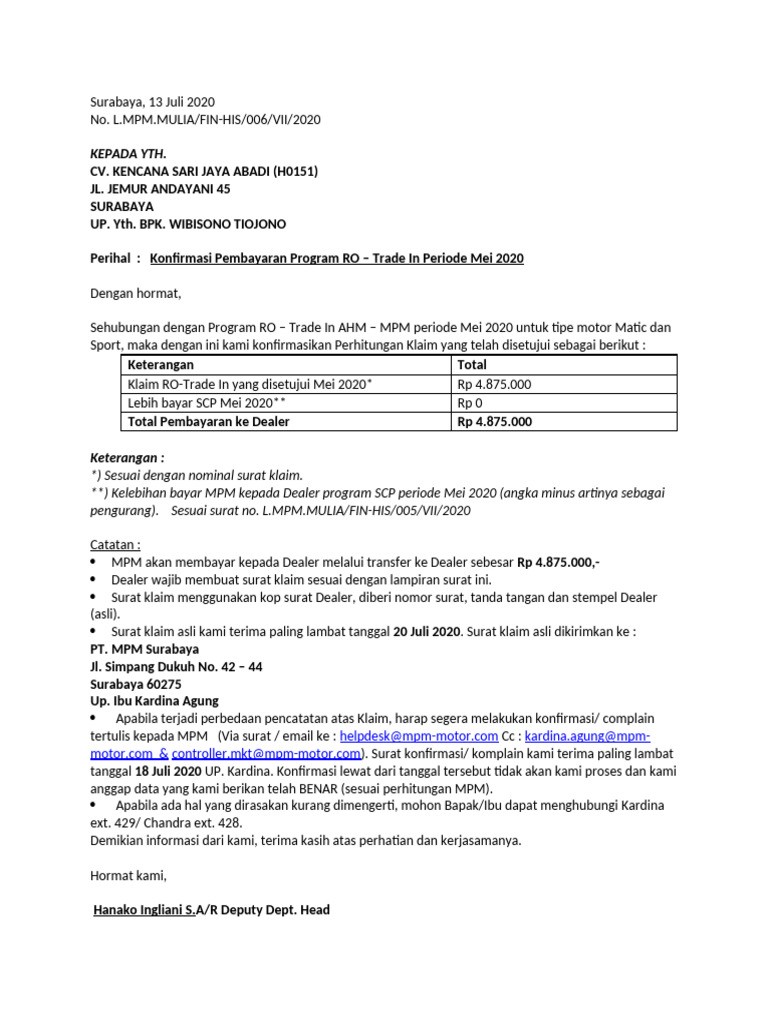 SCP Mei H01512020 | PDF | Bisnis