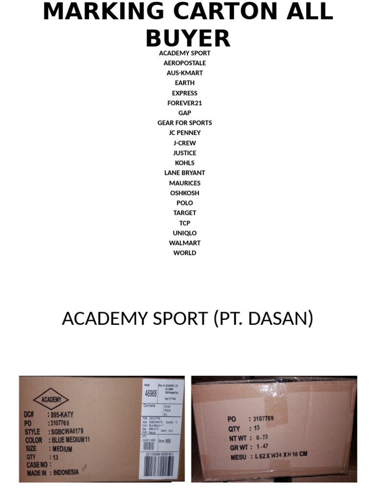 Marking Carton All Buyer | PDF | Sports & Recreation | History