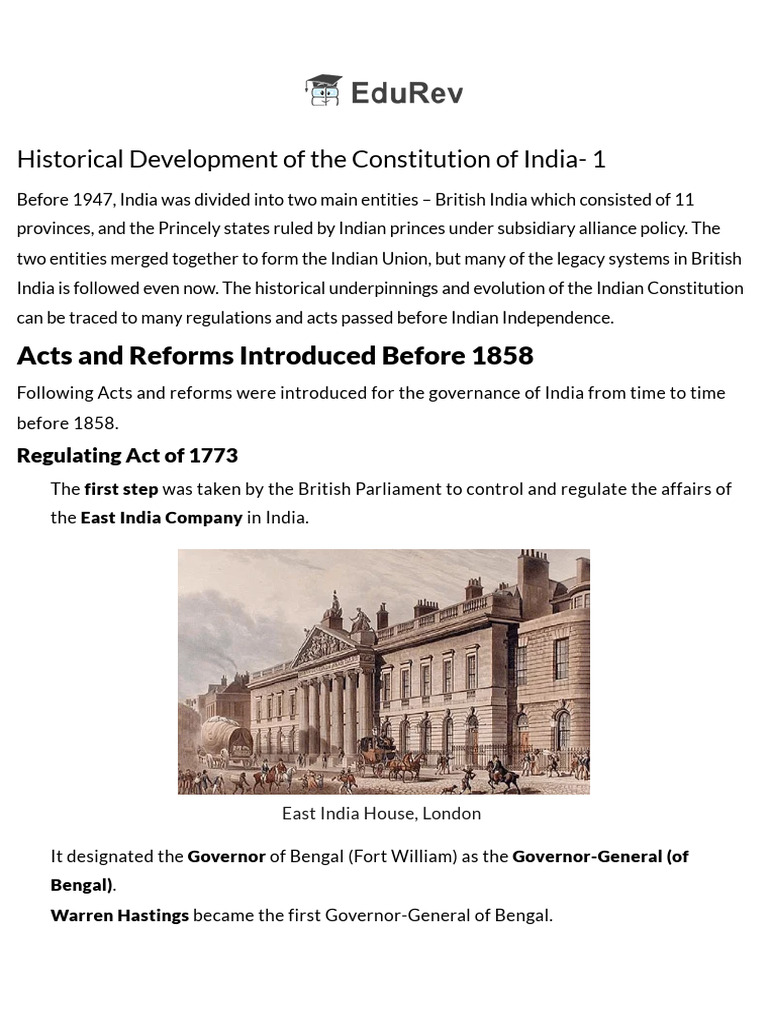 1.historical Development of The Constitution of India | PDF | British ...