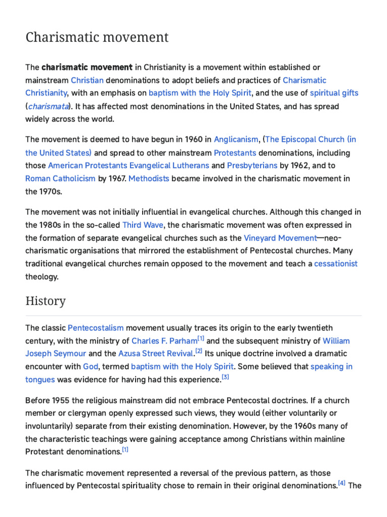 Charismatic Movement - Wikipedia | PDF | Charismatic Movement | Baptism ...