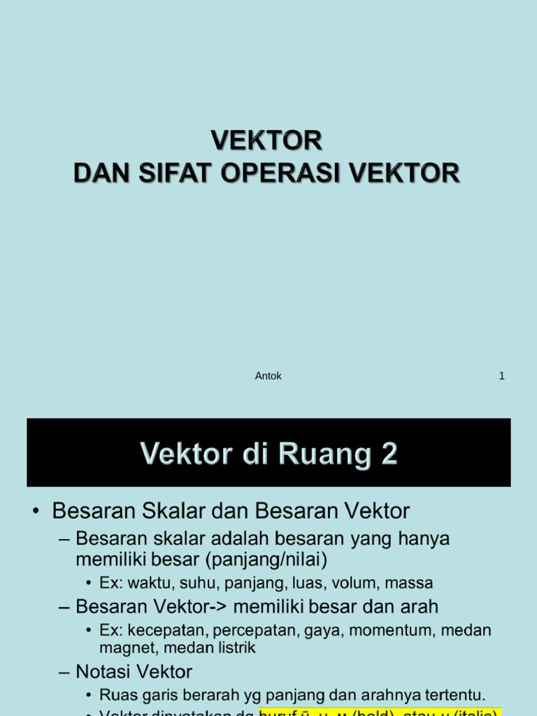 Pertemuan 5 Vektor Dan Sifat Operasi Vektor | PDF | Metode & Bahan Ajar