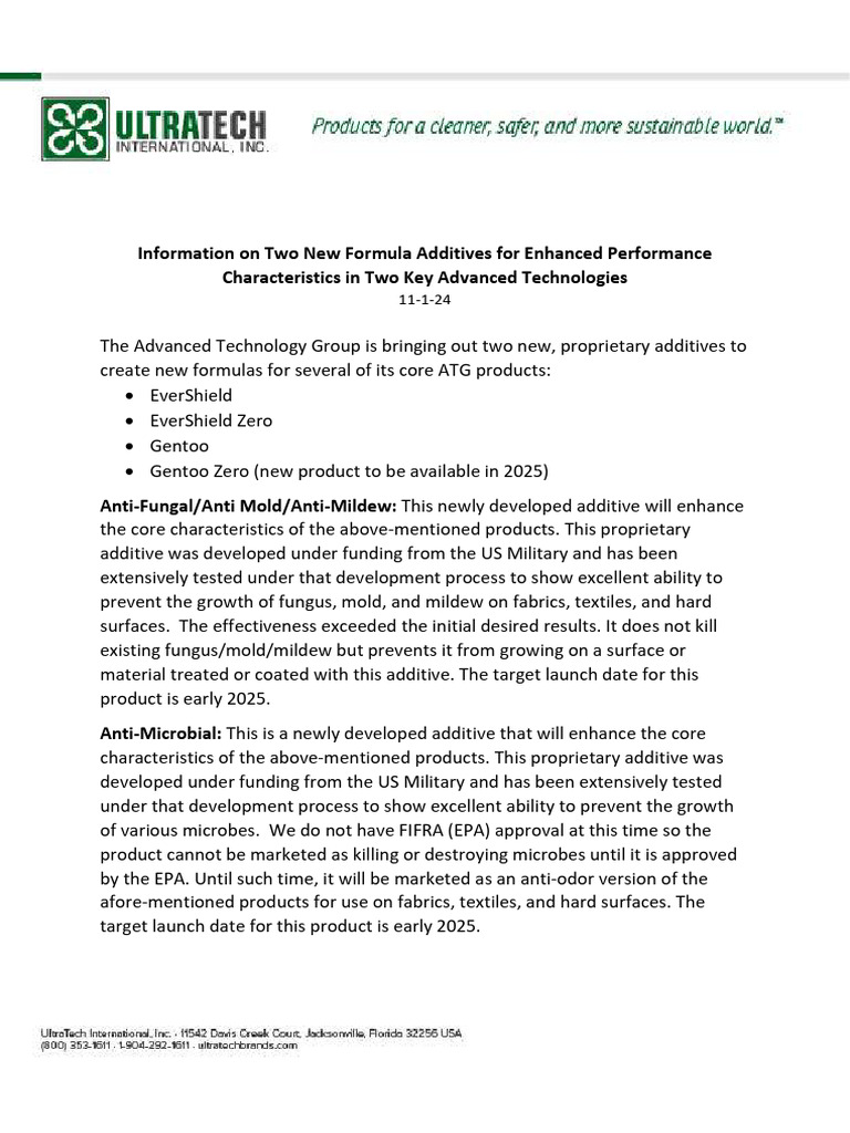 Information Report On Two New Additives, Anti - Fungal and Anti ...