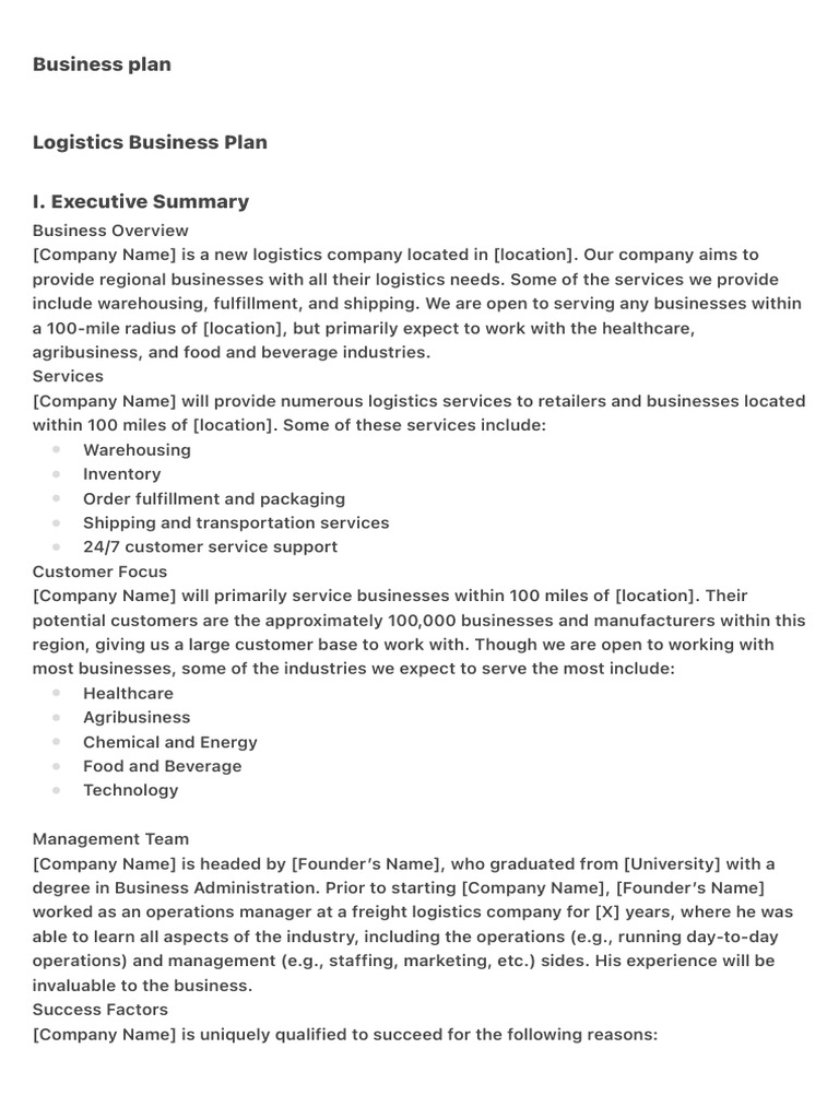 Business Plan | PDF | Equity (Finance) | Logistics