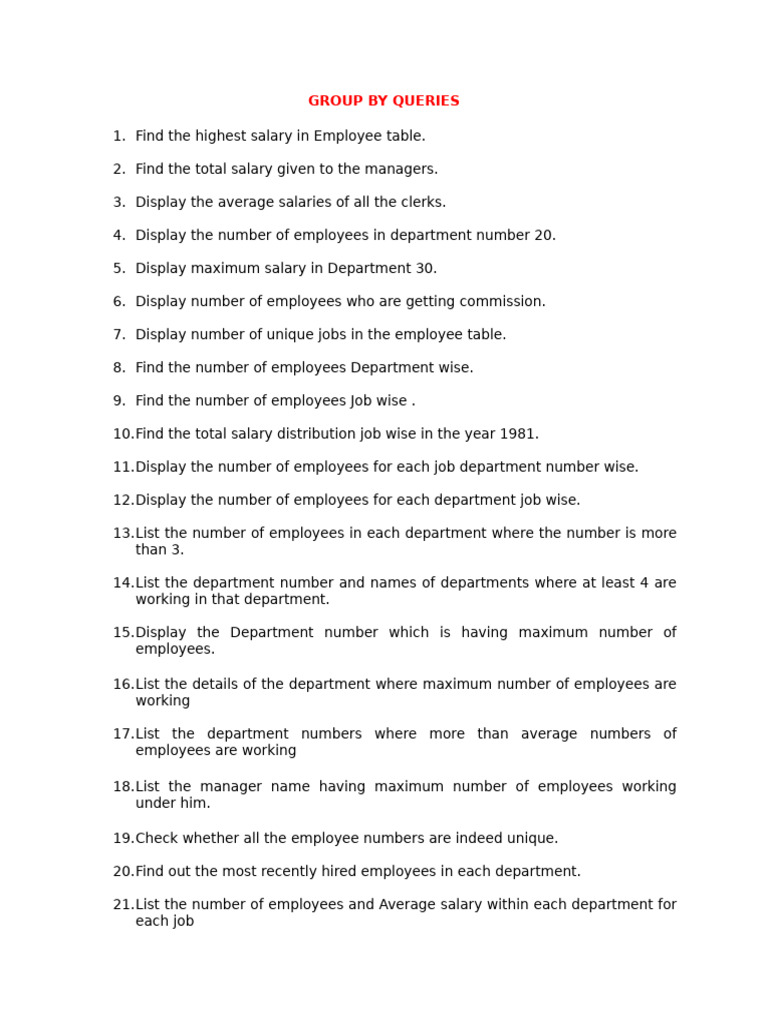 Groupby Queries | PDF | Business Groupby Queries | PDF | Business