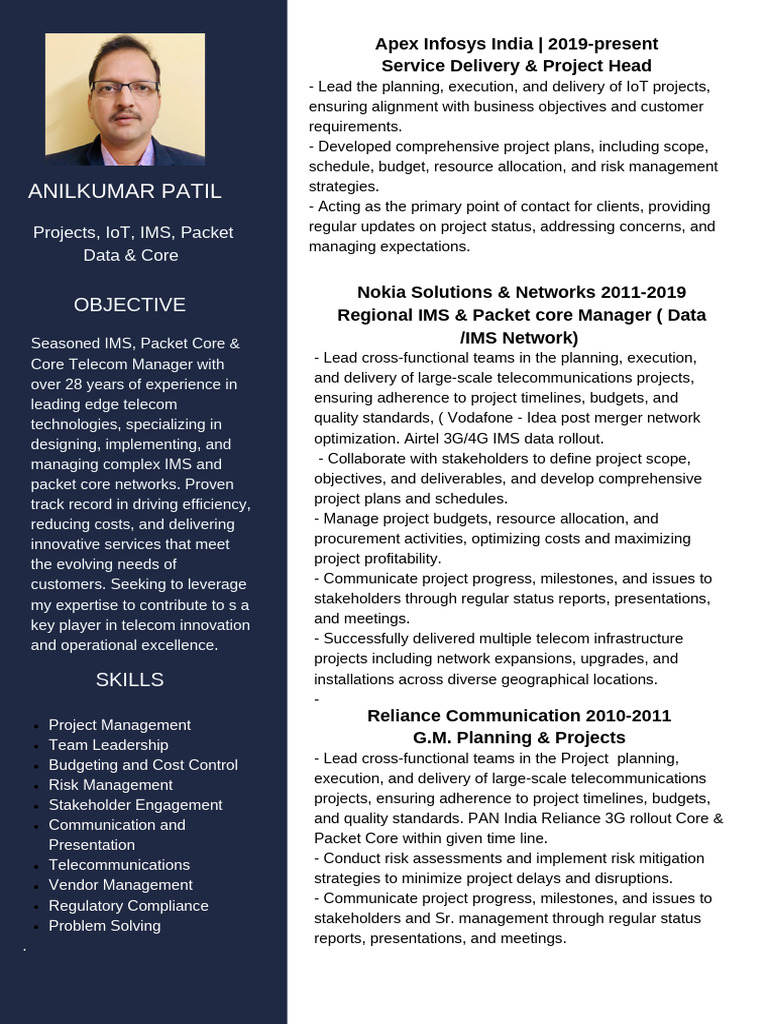 Anilkumar_patil_CV_pro5 | PDF | Project Management | 3 G