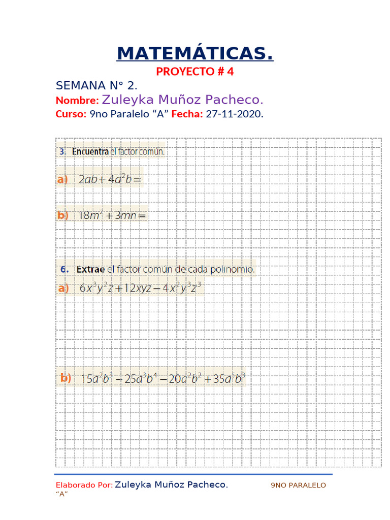 TAREA SEMANA 2 - Zuleyka - Muñoz - Pacheco - 9no - A | PDF