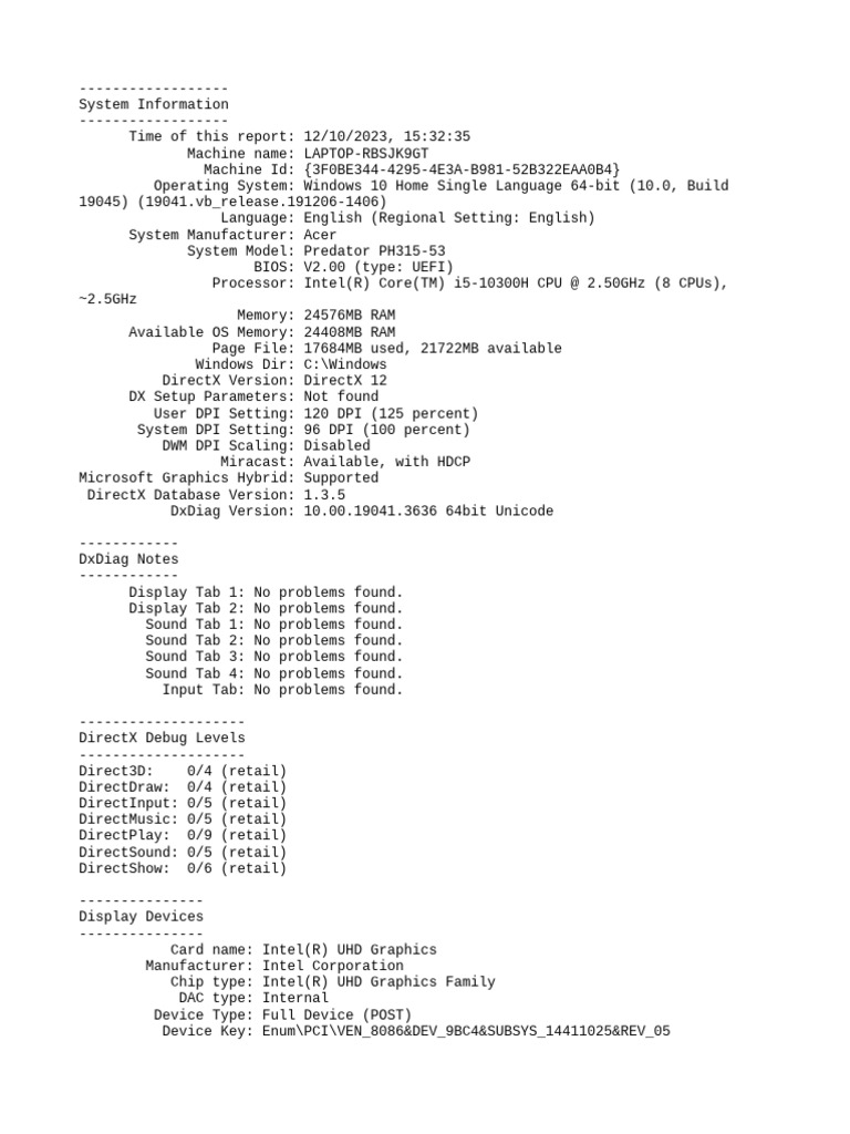 DxDiag | PDF | Device Driver | Computer Monitor