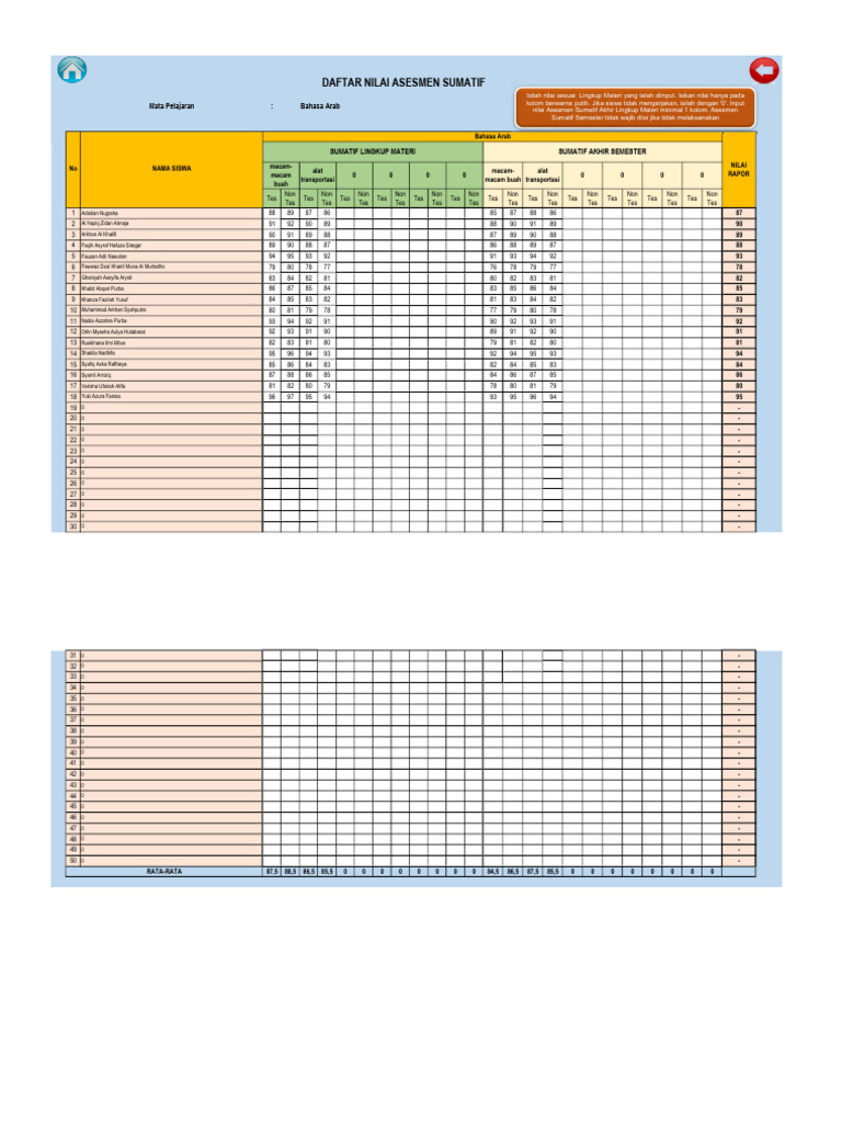 Rekap Nilai Akhir 2a Ganjil BARAB | PDF