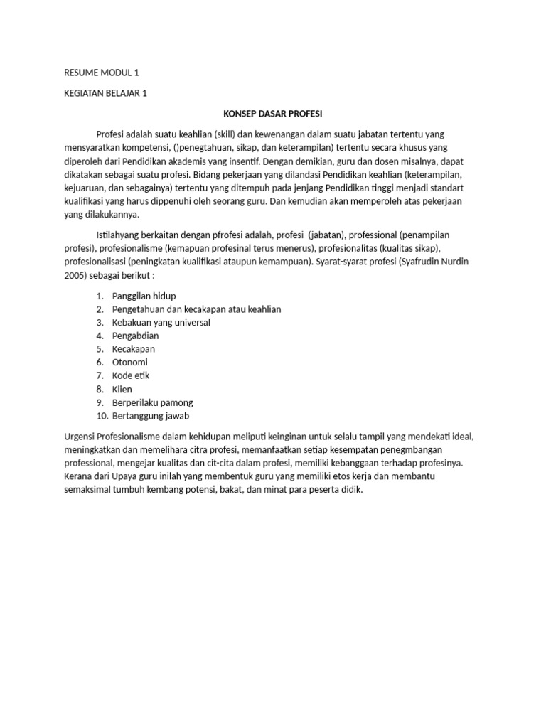 Resume Modul 1 | PDF | Karier & Perkembangan
