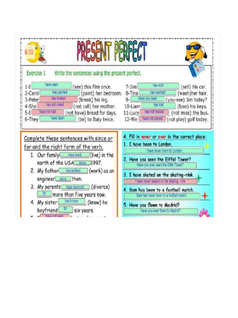 Present Perfect Worksheet | PDF