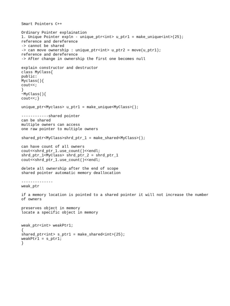 Smart Pointers C++ | PDF | Teaching Methods & Materials | Computers