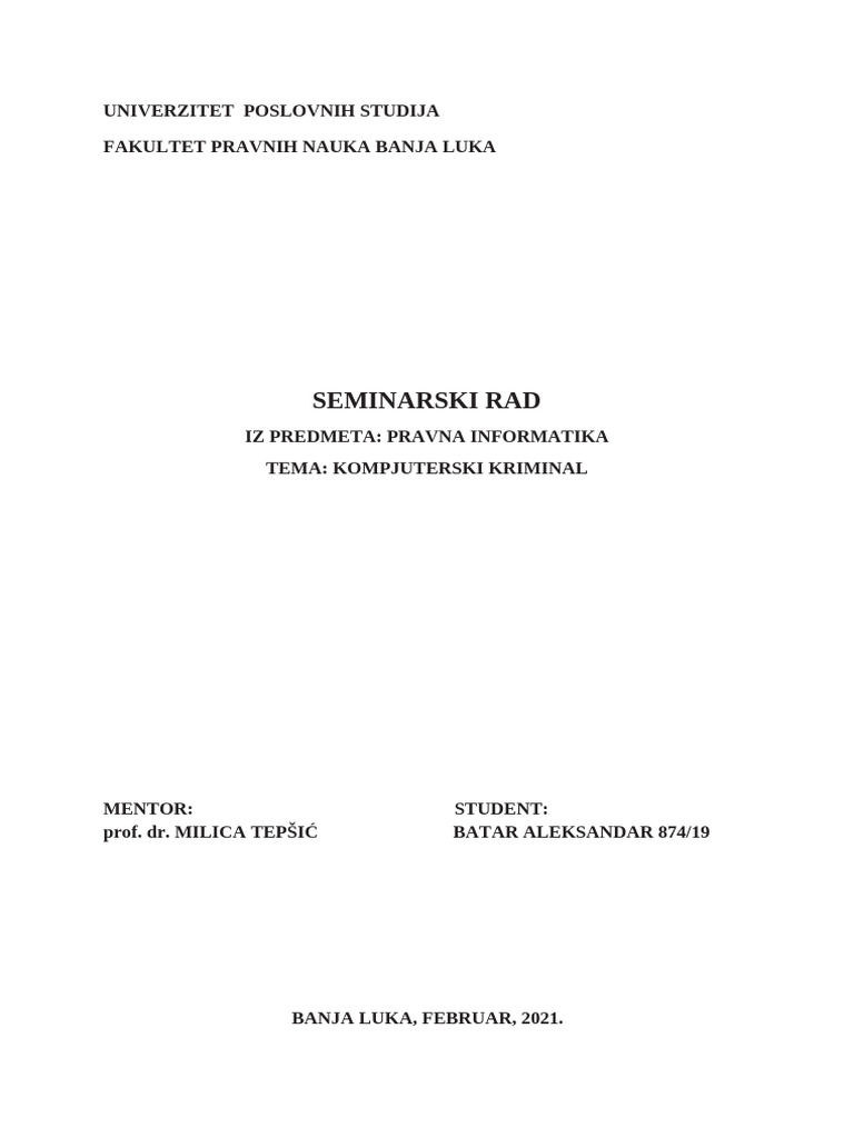 Kompjuterski Kriminal | PDF