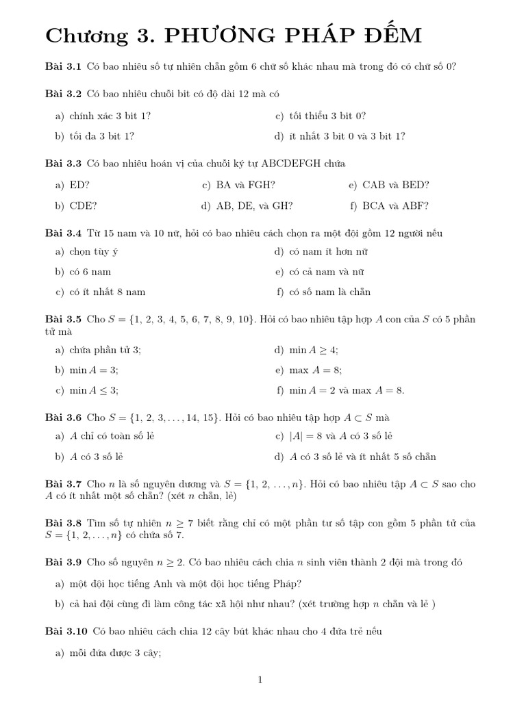 BT - Chuong 3. Phuong Phap Dem | PDF