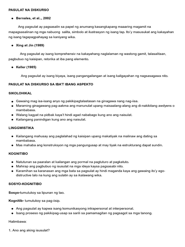 Pasulat Na Diskurso 1 | PDF