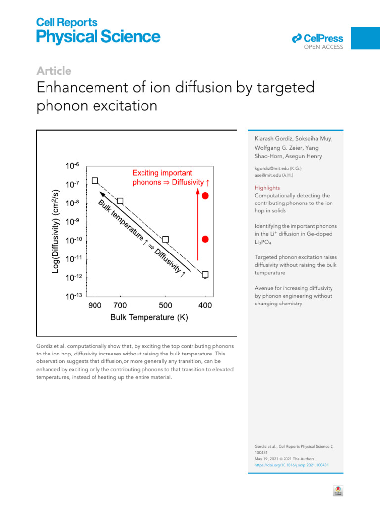 Targeted Phonon Excitation Enhances Diffusion | PDF | Normal Mode | Phonon
