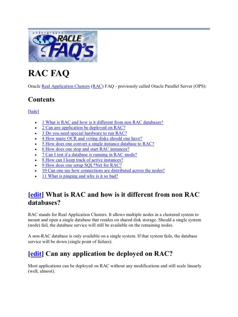 Oracle Rac Faq Key Questions Answered Pdf Oracle Database Operating System Technology