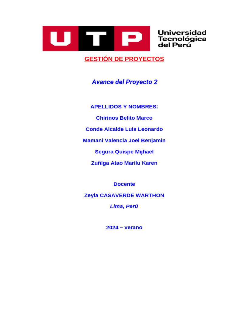 Semana 13 - PDF - Estructura Del Avance Del Proyec | PDF | Calidad (comercial) | Business