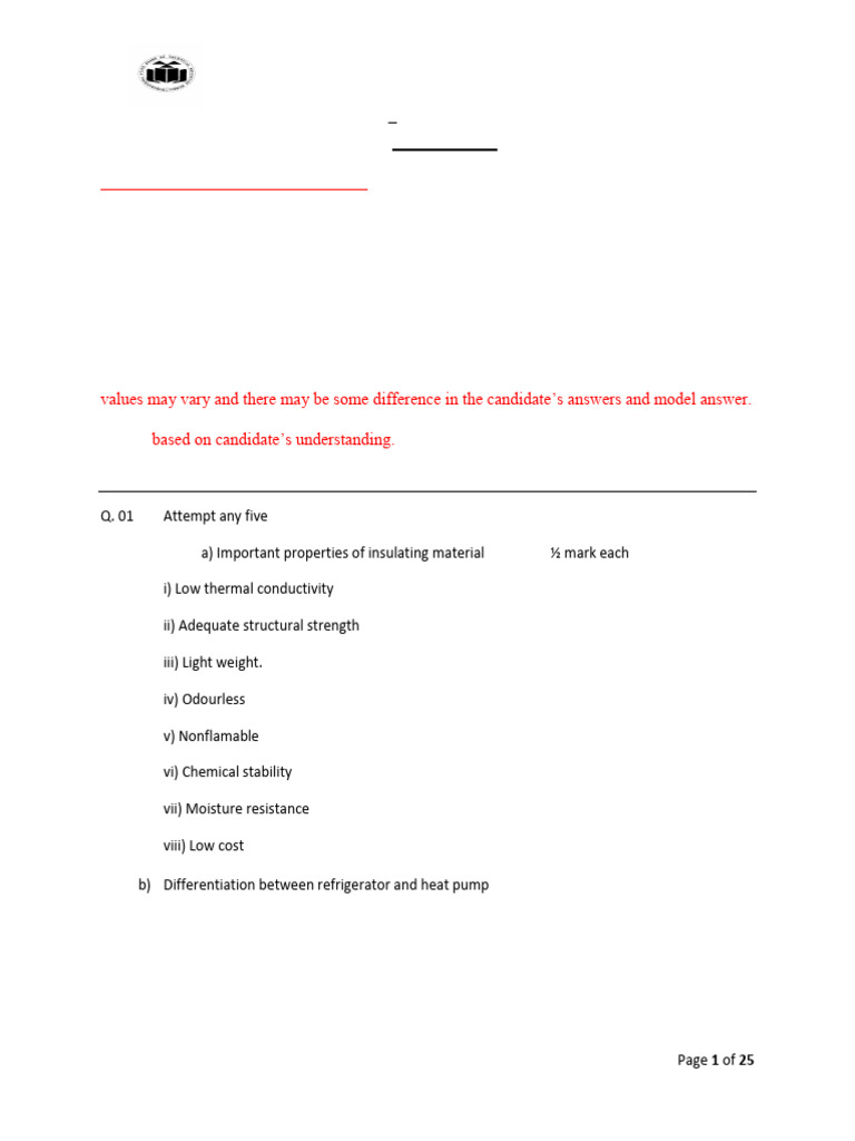 2016 Summer Model Answer Paper | PDF | Air Conditioning | Humidity