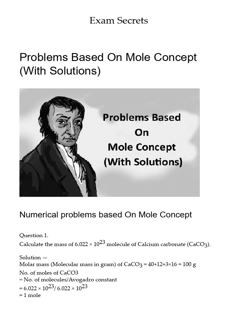 Problems Based On Mole Concept | PDF | Mole (Unit) | Gases