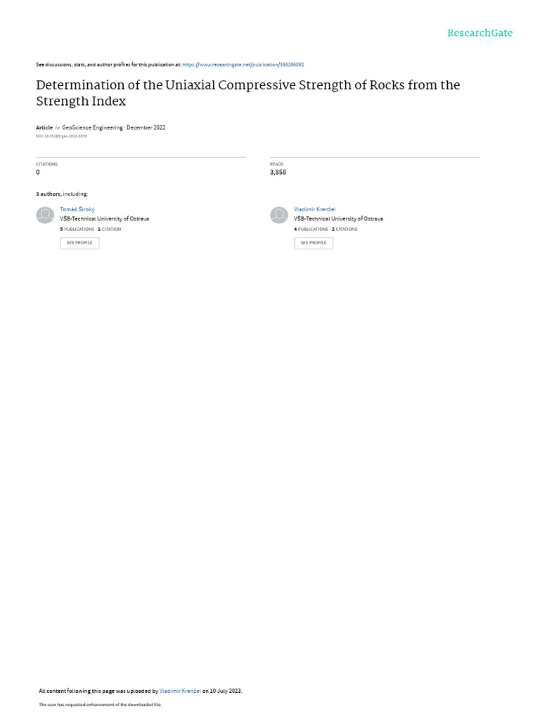 Determination of The Uniaxial Compressive Strength of Rocks From The ...