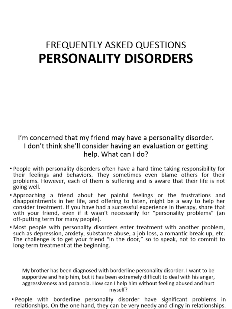 Faq - PD | PDF | Mental Disorder | Personality Disorder